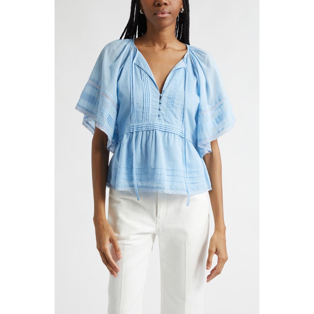 RAMY BROOK Sherry Pintuck & Lace Detail Cotton Top